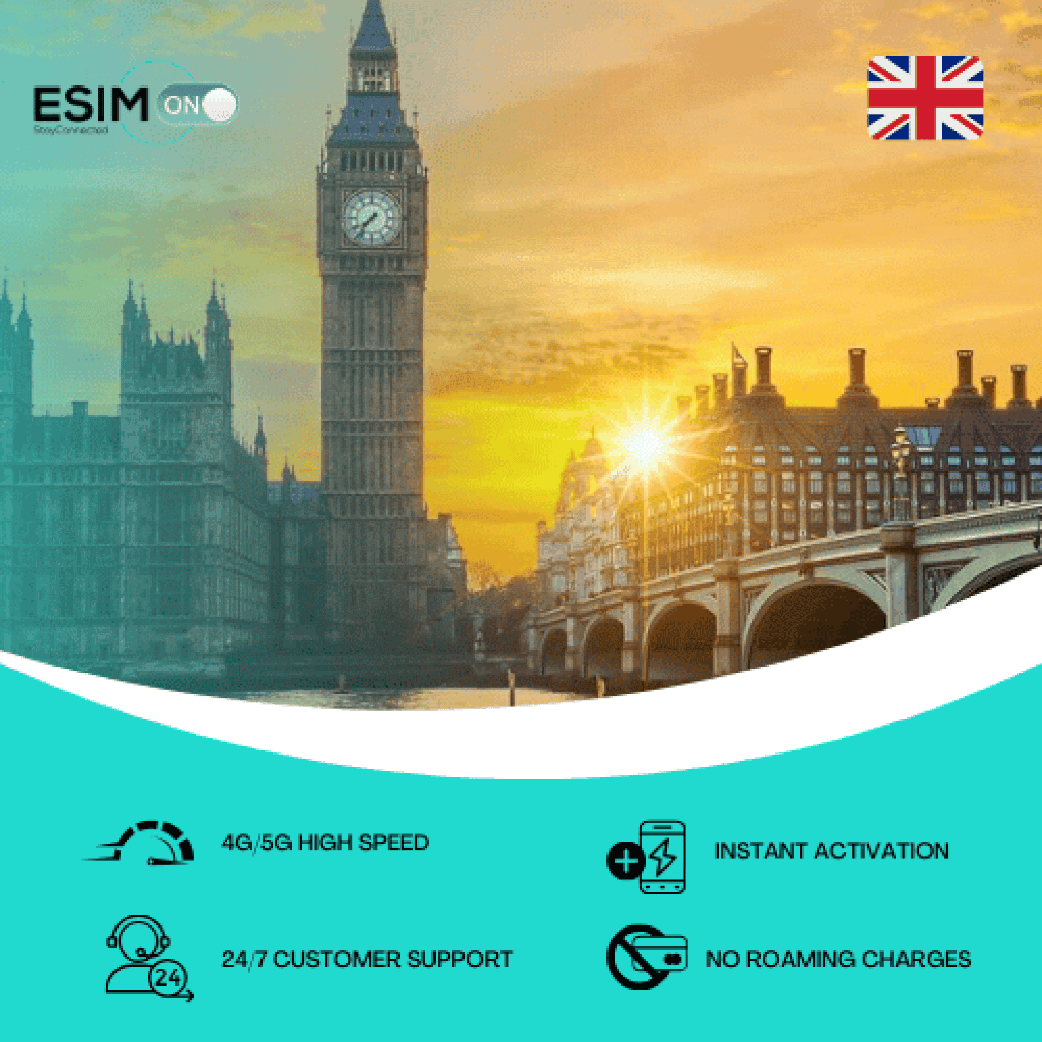 Travel eSIM for UK 🇬🇧 | Connect Seamlessly with eSIM-On